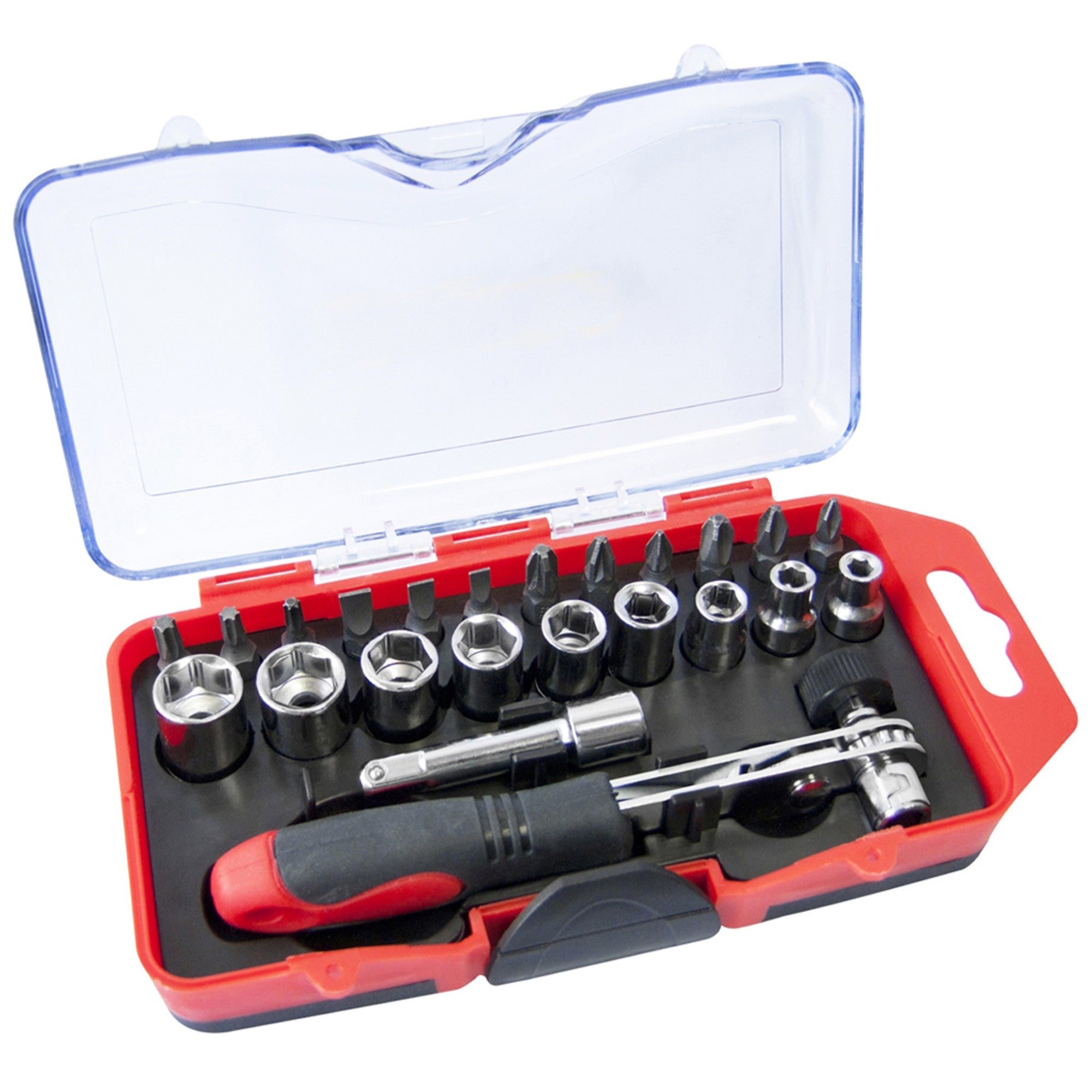 Amtech L1955 23 Piece offset ratchet handle, bit and socket set ...