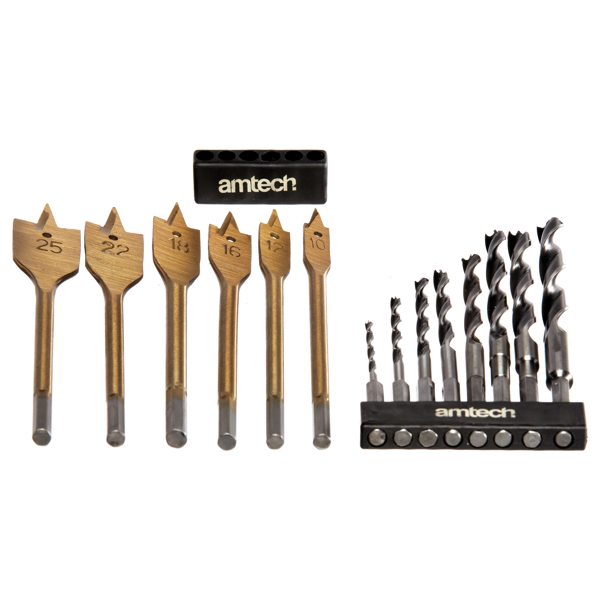 Amtech F1740 14 Piece hex shank wood drill set | Amtech DIY