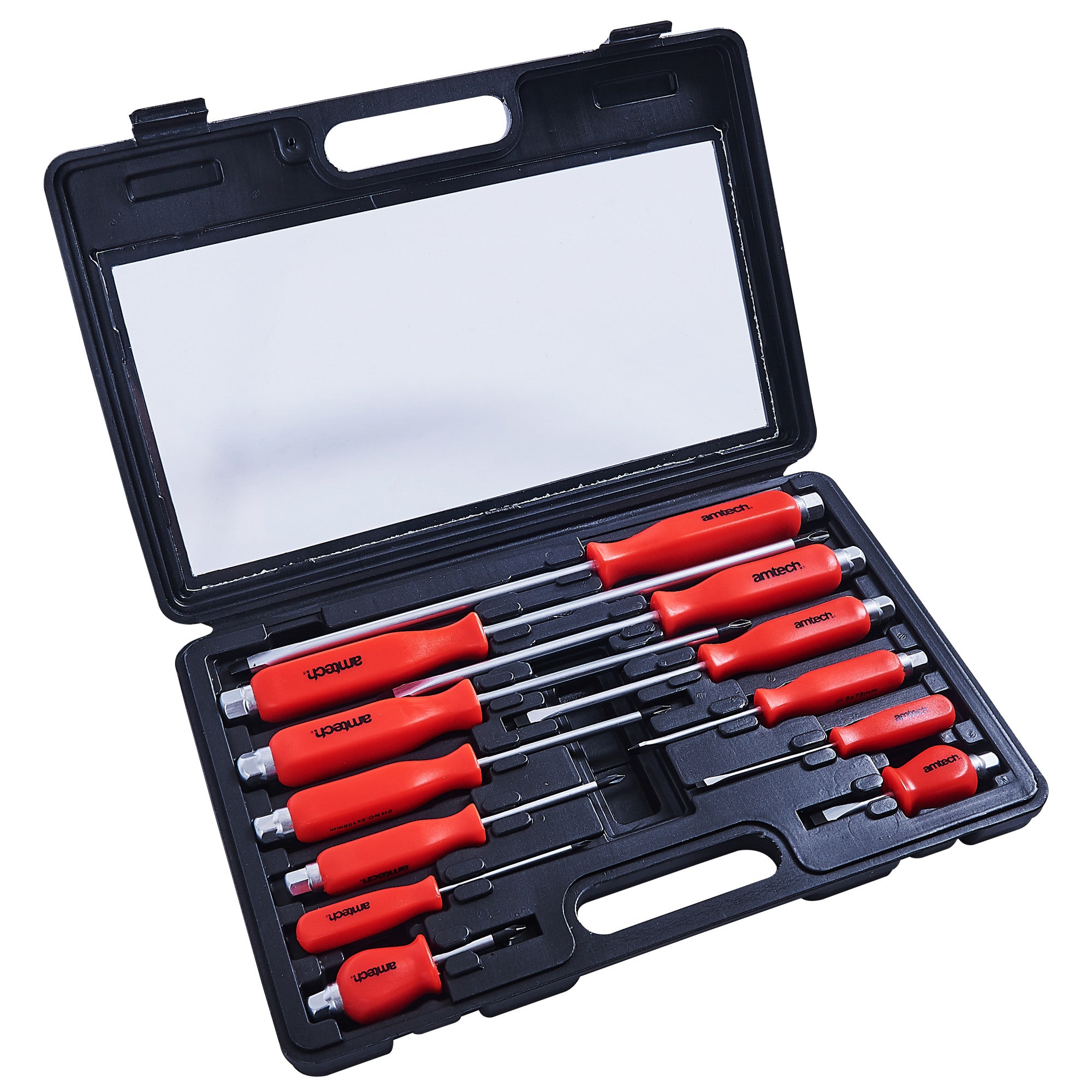 Amtech W5600 Mechanics Screwdriver Set Magnetic Tips, Steel Blade Flat ...
