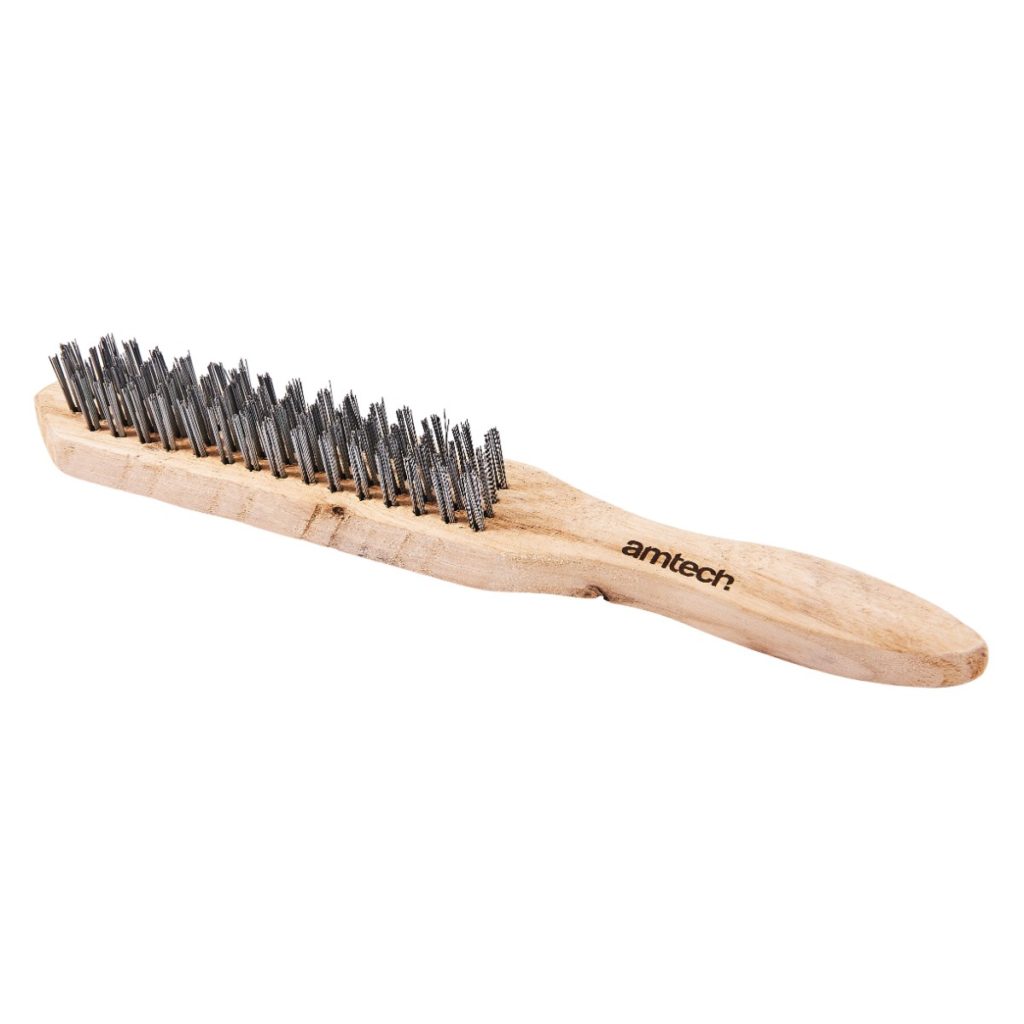 4 row wire brush - wooden handle - Amtech 4 row wire brush - wooden handle - Amtech